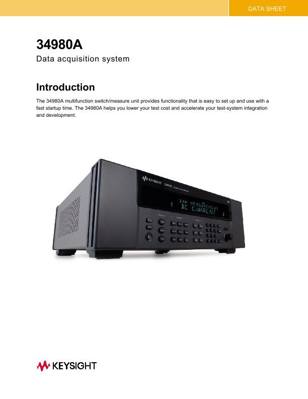 34980A Data Acquisition System PDF Asset Page | Keysight